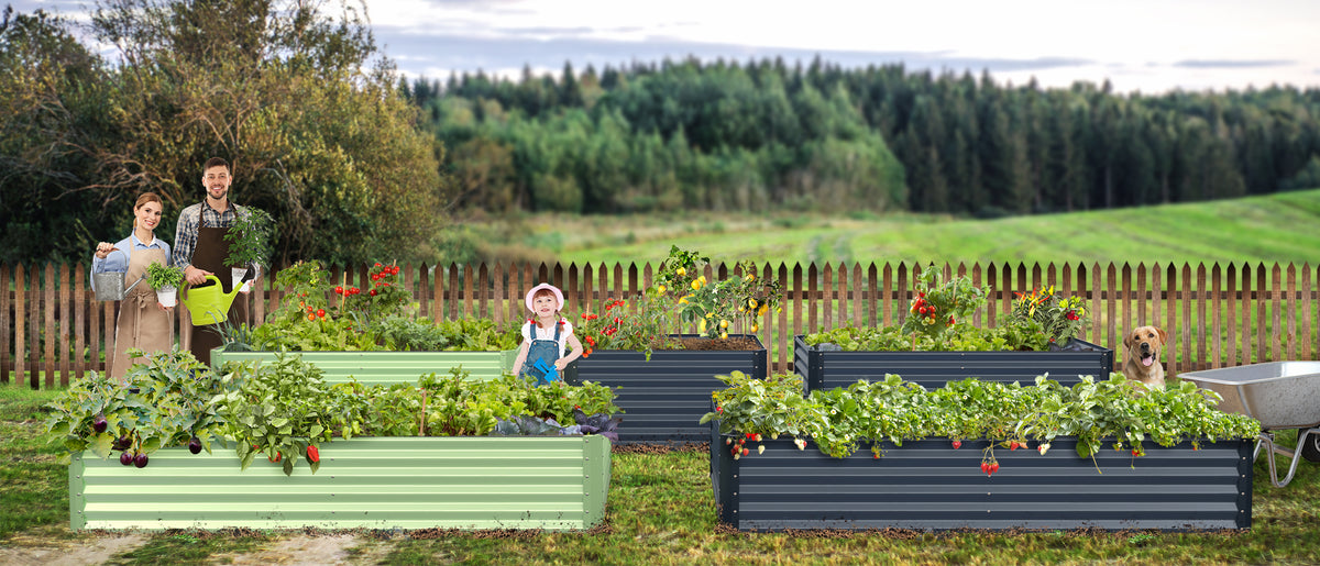 Modular Metal Raised Garden Bed Mint Green Savanagarden